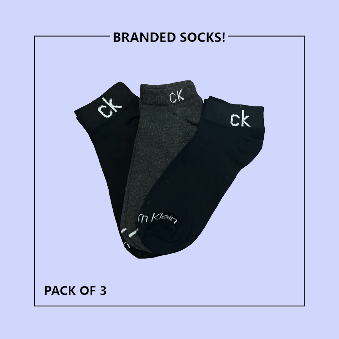 C-K Export-Leftover Branded Ankle Moza Socks (PACK OF 3) - FitX Outfits