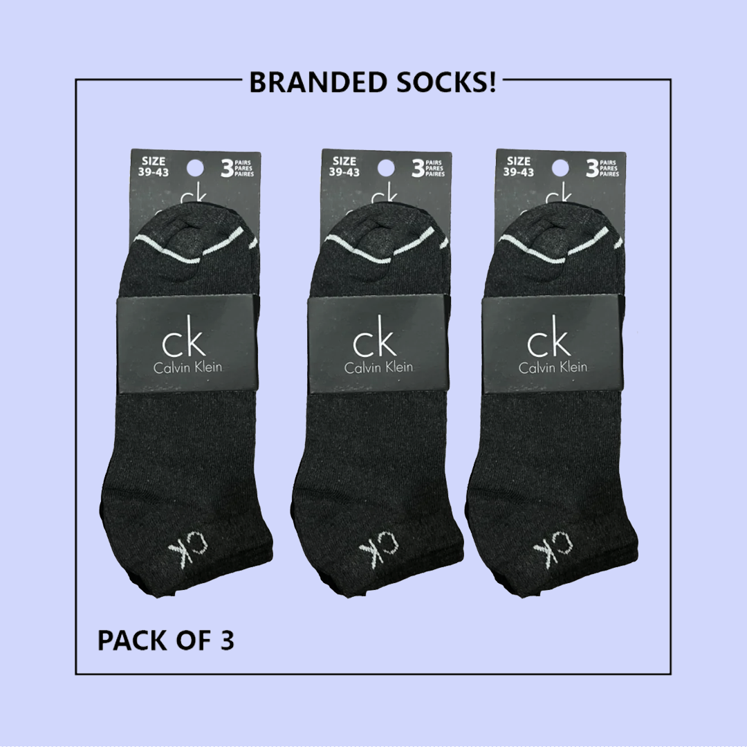 C-K Export-Leftover Branded Ankle Moza Socks (PACK OF 3) - FitX Outfits